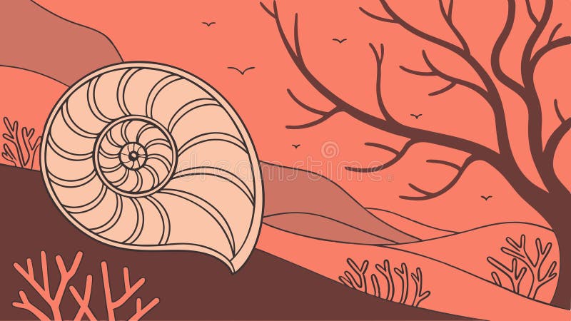 Nautilus Shell in Barren Forest Sunset, Vector Design Generative AI ...