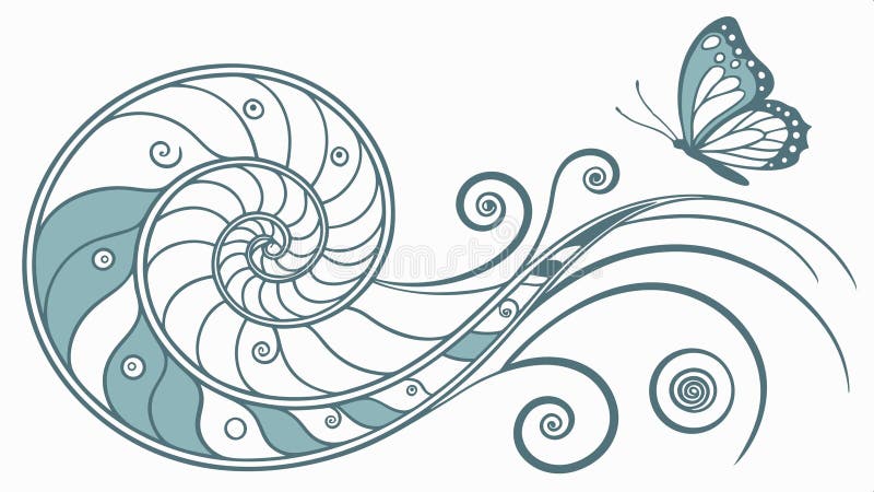Nautilus Shell Butterfly, Nature S Patterns Elegant Design Vector ...