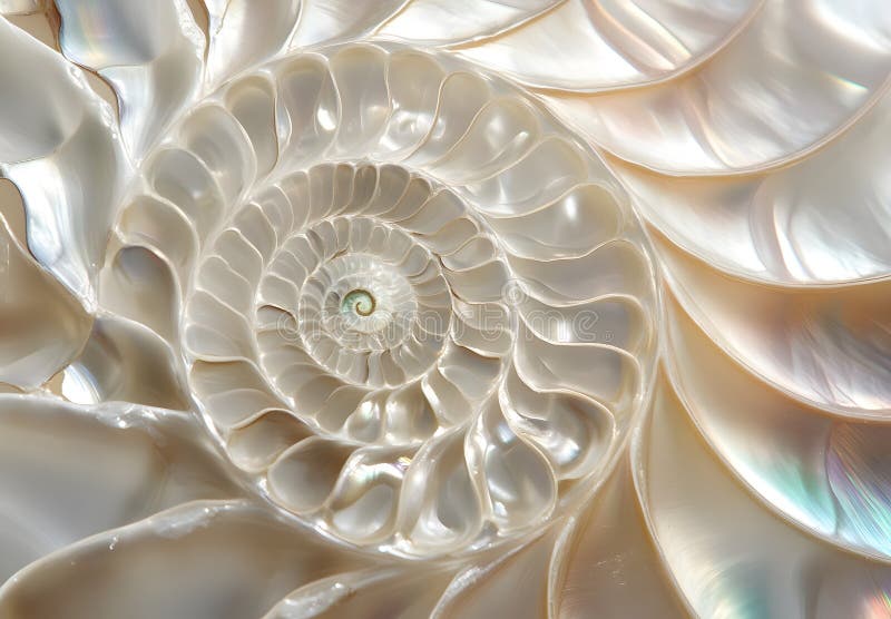 Nautilus Shell Close-Up: Intricate Spiral Pattern Stock Illustration ...