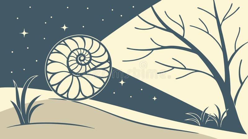 Nautilus Shell in Dark Forest with Striking Light, Vector Design ...