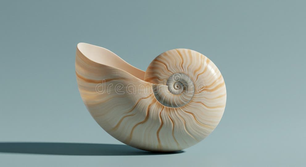 A Nautilus Shell Displaying a Spiraling, Symmetrical Pattern with a ...