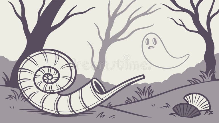 Nautilus Shell with Ghost in Spooky Scene, Vector Design Generative AI ...