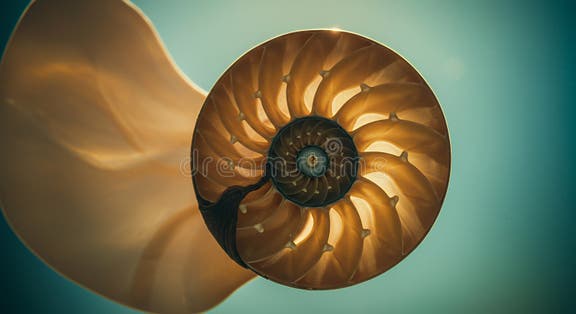 Nautilus Shell Interior Showing Chambered Structure and Spiral Pattern Stock Illustration ...