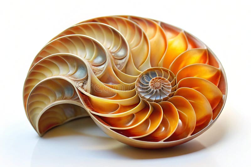 Nautilus Shell Section Against White Stock Illustration - Illustration ...