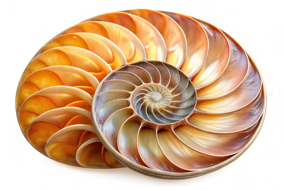 Nautilus Shell Section Isolated on White Background Stock Illustration ...