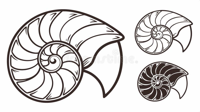 Nautilus Shell Set, Spiral and Nature Pattern Design Vector Design Generative AI Stock Vector ...