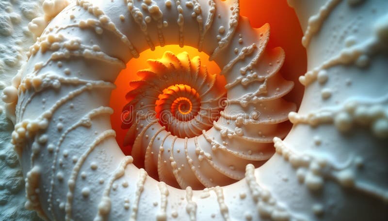 Nautilus Shell Spiral Design. Abstract Biomimicry Pattern. Illustrates ...