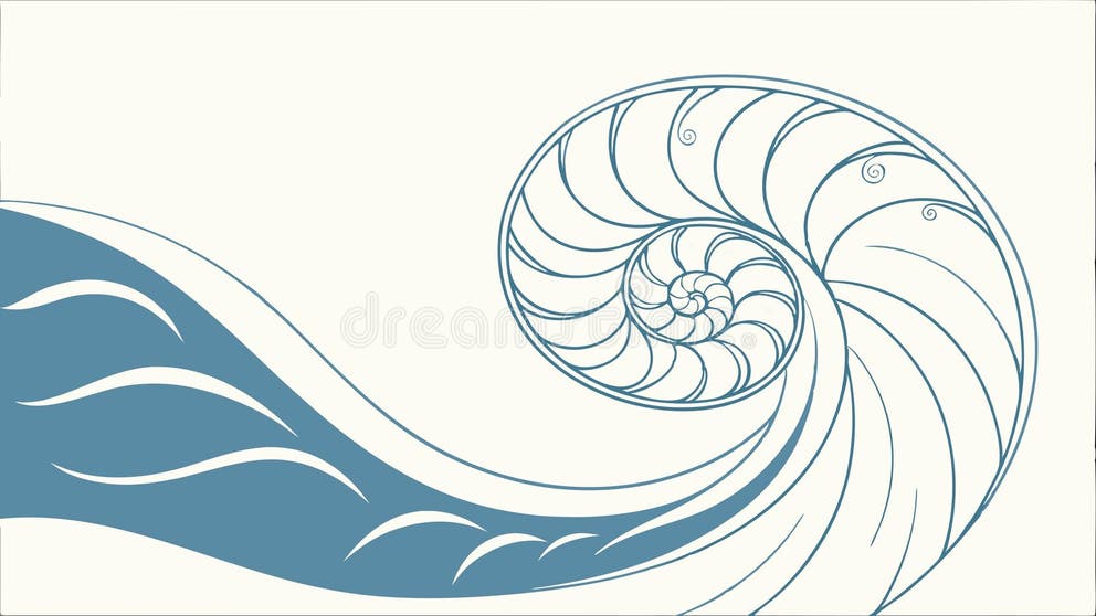 Nautilus Shell Spiral with Gradient Colors, Fibonacci Sequence Vector Design Generative AI Stock ...