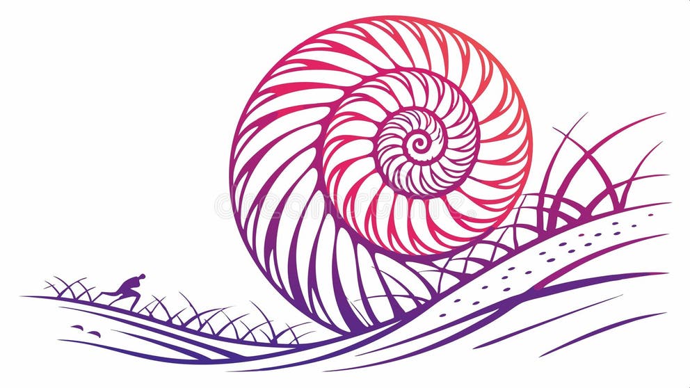 Nautilus Shell Spiral, Nature Pattern and Fibonacci Sequence Vector Design Generative AI Stock ...