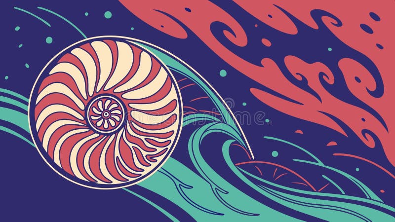 Nautilus Shell Spiral Pattern, Nature and Fibonacci Sequence Design Vector Design Generative AI ...