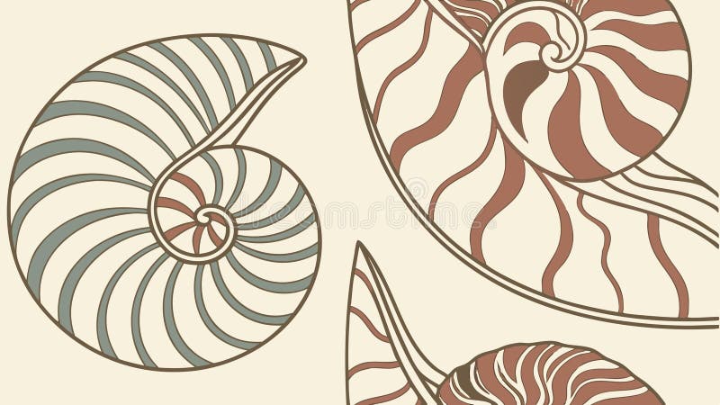 Nautilus Shell Spiral Pattern Vector Set, Vector Design Generative AI Stock Vector ...