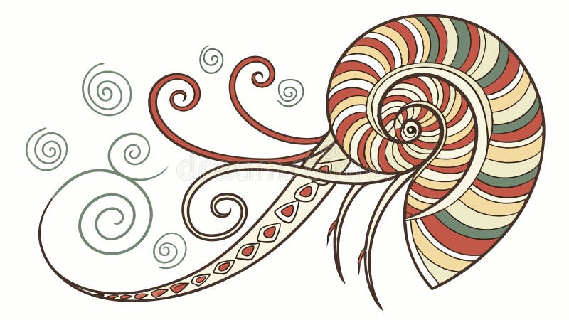 Nautilus Shell Spiral with Swirl Pattern, Vector Design Generative AI ...