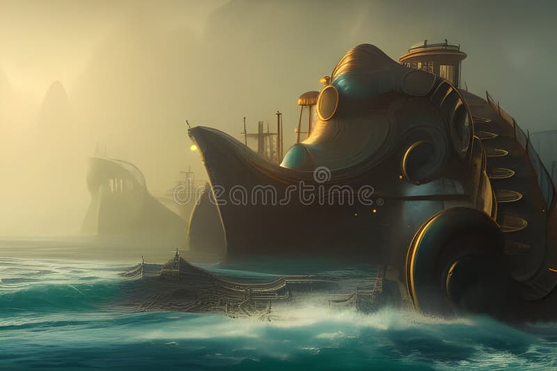 Nautilus submarine stock illustration. Illustration of sunlight - 275200560