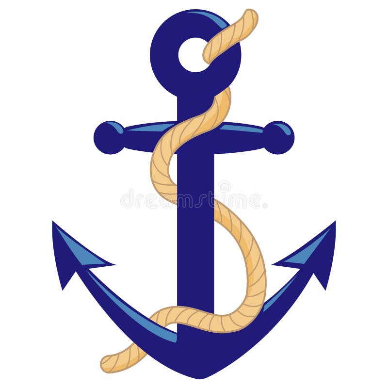 Nautiskt Ankare Med Repet Svartvit Illustration Vektor Illustrationer ...