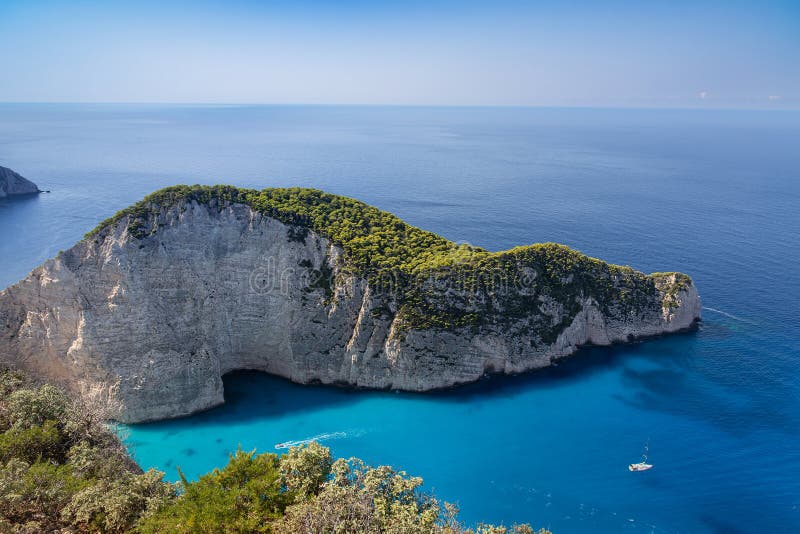 Navagio Beach from an Elevated Viewpoint Stock Image - Image of tourism ...