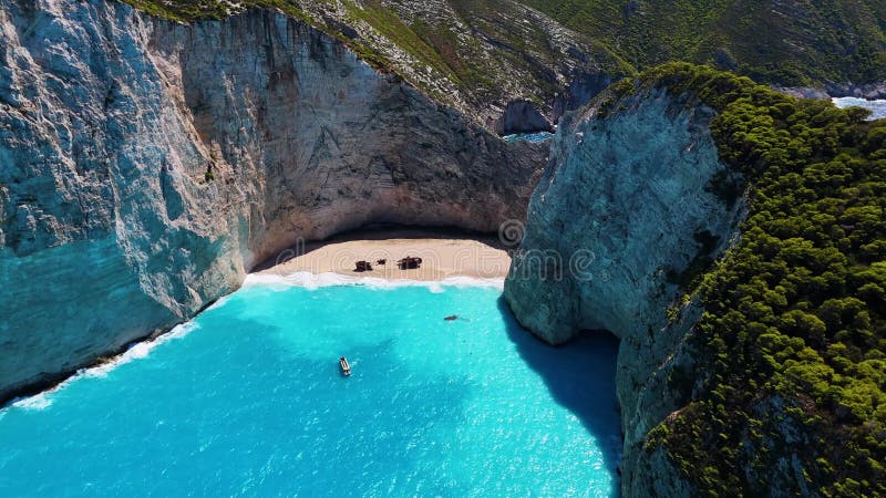Navagio Beach or Shipwreck Beach, on the Coast of Zakynthos, in the ...