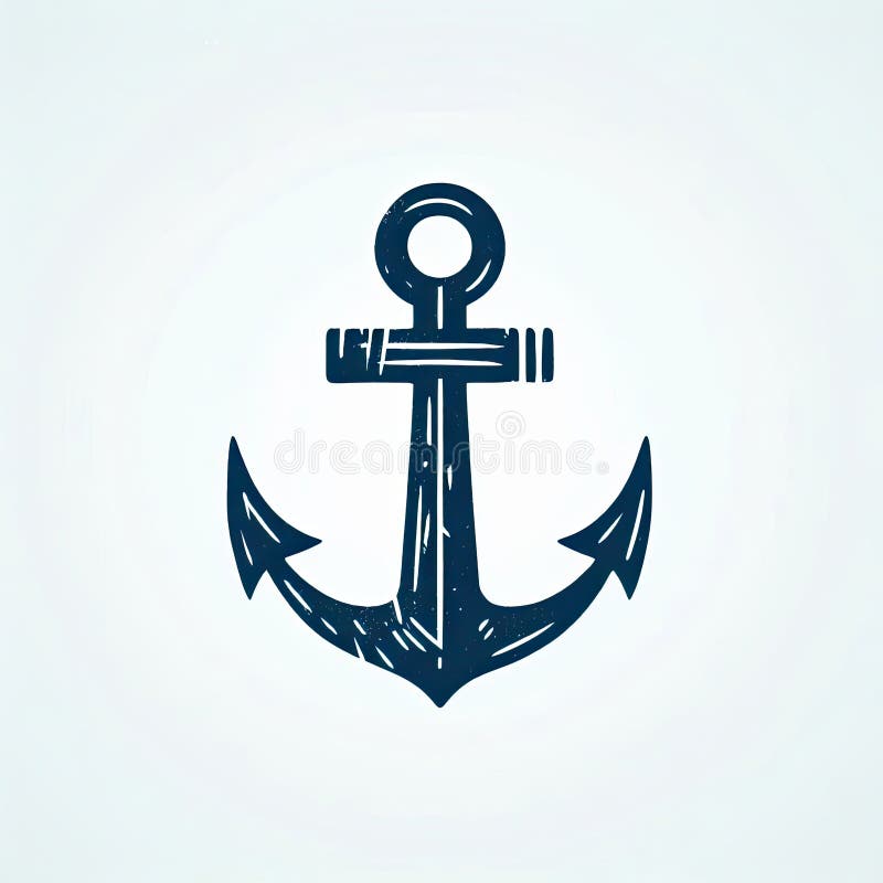 Naval Anchor in Textured Retro Print Style Stock Illustration ...