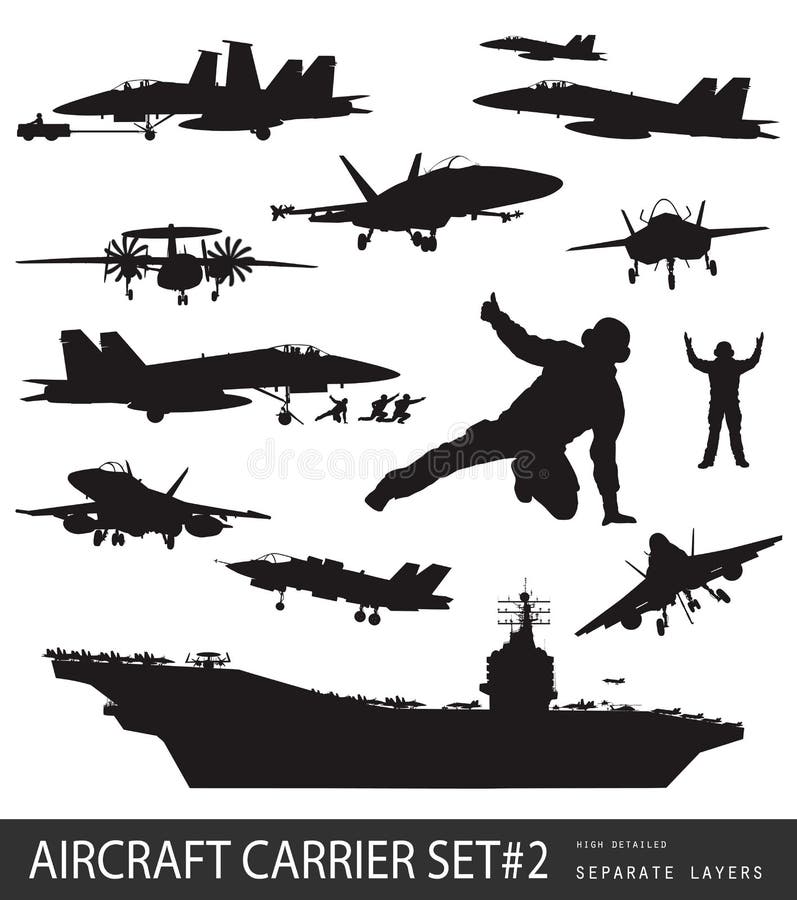 Naval aviation silhouettes stock vector. Illustration of 35 - 29064544