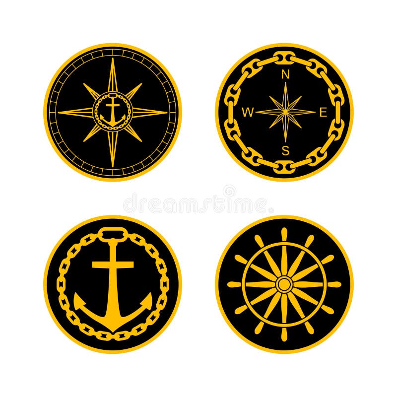 Naval heraldry icons set stock vector. Illustration of navy - 44296482