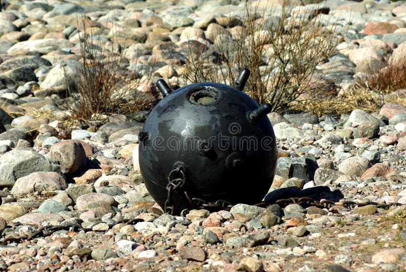 Naval bomb at the seaside stock photo. Image of metal - 9698264