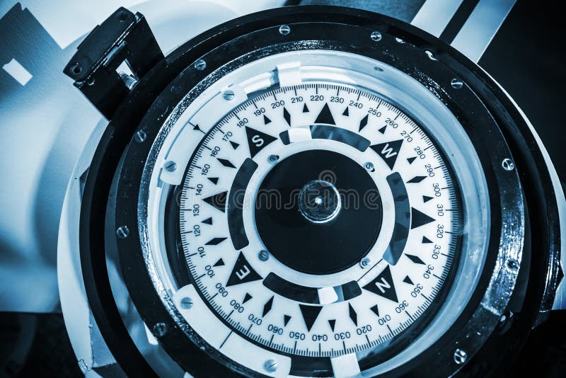 Blue Nautical Compass Close Up Stock Photo - Image of magnetic, macro ...