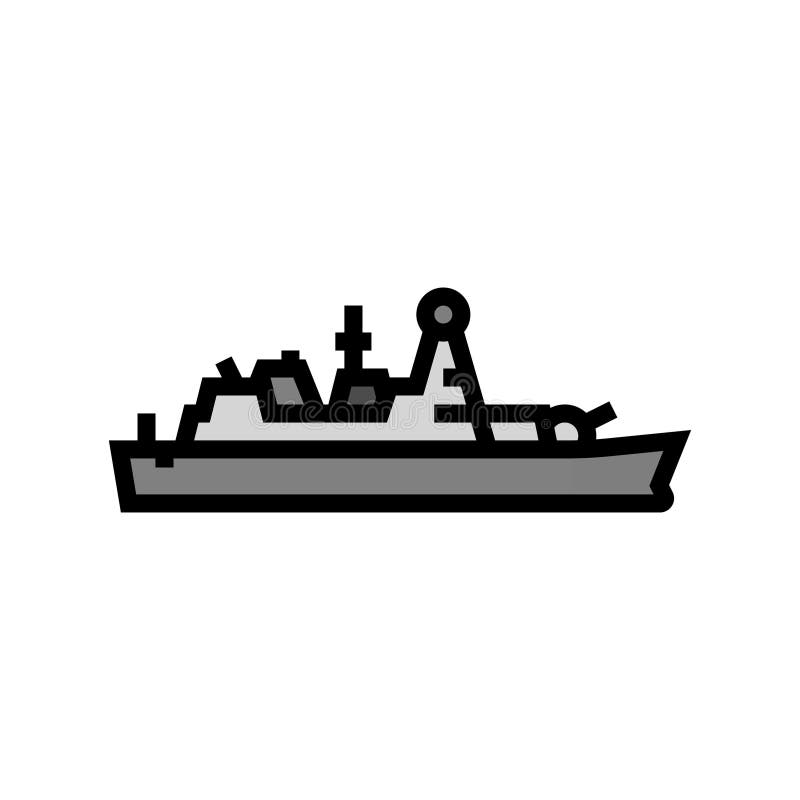 Naval Destroyer Ship Color Icon Vector Illustration Stock Vector ...