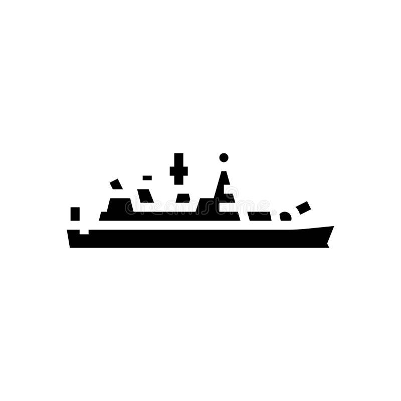 Naval Destroyer Ship Glyph Icon Vector Illustration Stock Illustration ...