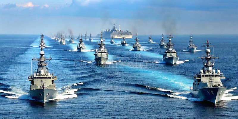 Naval Fleet Moving in Formation AI-Created Content Stock Illustration ...