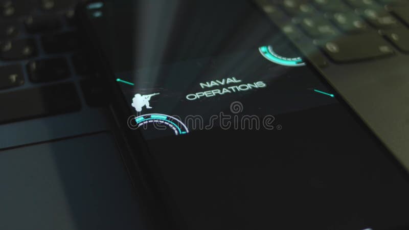 Naval Operations Inscription on Smartphone Screen with Black Background ...