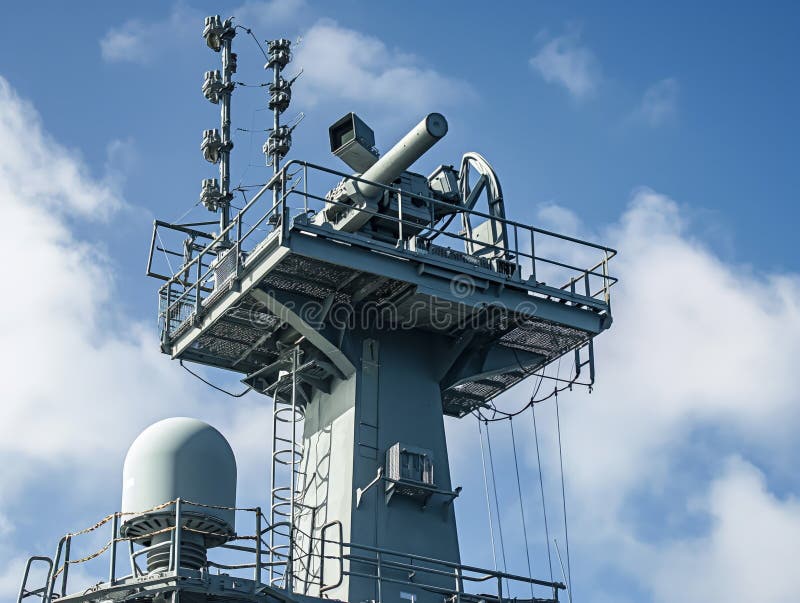 Naval Ship Radar and Communication Tower Stock Image - Image of ...