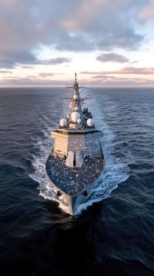 A Naval Ship Sails through the Ocean, Integrated with Advanced AI ...