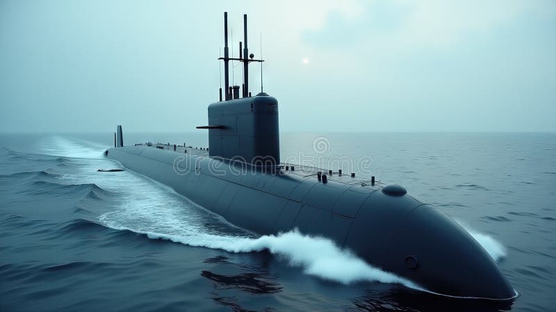Naval Submarine on the Water Surface: Maritime Engineering Excellence ...