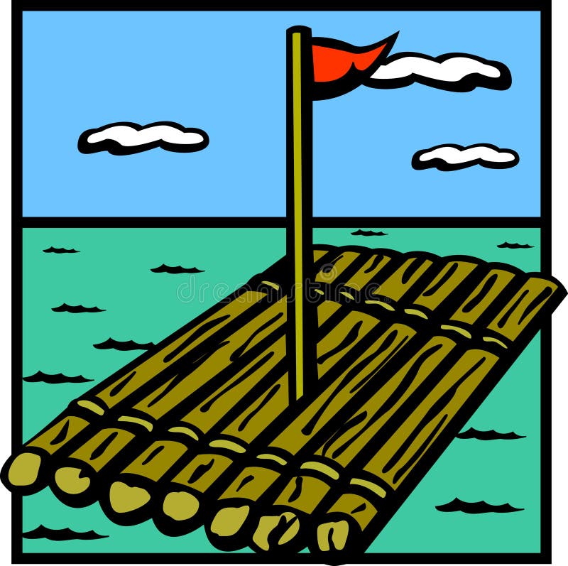 Nave de madera de la balsa ilustración del vector. Ilustración de poste ...