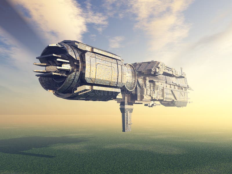 Nave Espacial Estrangeira Na Atmosfera De Terra Ilustração Stock ...