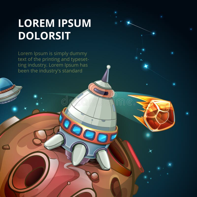 Nave Espacial, Planetas Y Espacio Vector Creativo Ilustración del ...