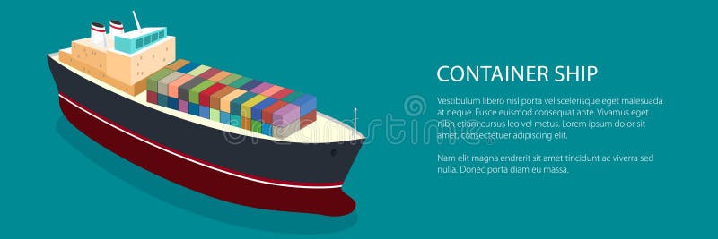 Nave Porta-container Isometrica Dell'insegna Illustrazione Vettoriale ...