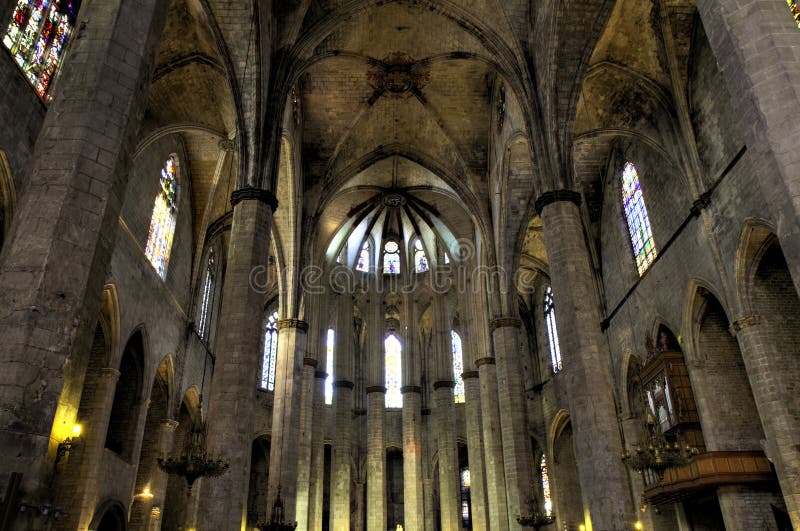 Nave of Santa Maria Del Mar Stock Image - Image of catalonia, spain ...