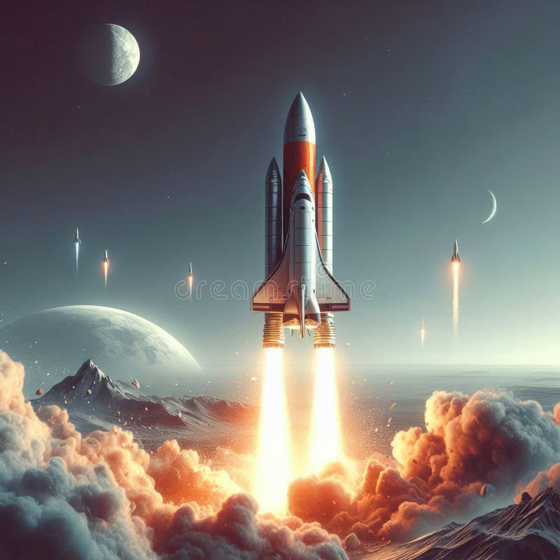 Naves Espaciales Despegando Del Planeta. Imagen de archivo - Imagen de ...