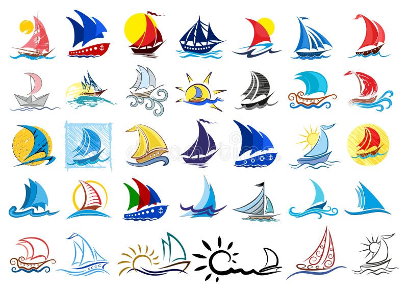 Navi E Barche a Vela Del Logos Illustrazione Vettoriale - Illustrazione ...
