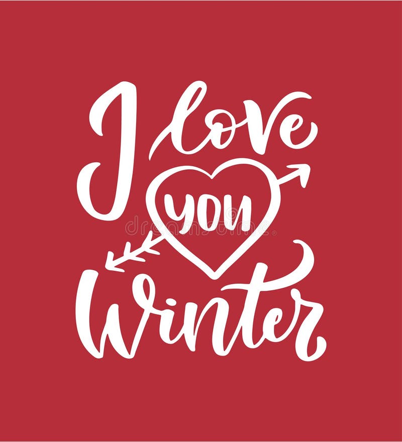 Navidad `Amo El Invierno' Con Letras Dibujadas a Mano Stock de ...