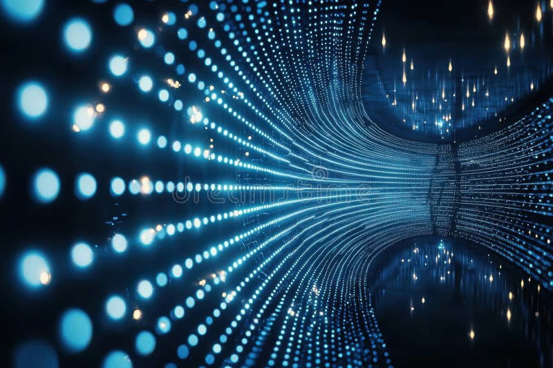 Navigate Data Stream with Blue Lights in Deep Dive Visual Theme Stock ...