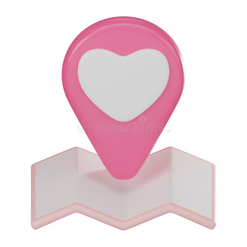 Love S Coordinates, 3D Map Pinpoint for Valentine S Day Celebration. 3D ...