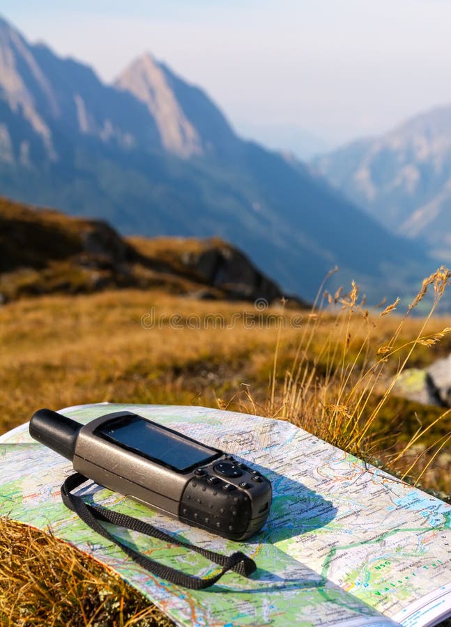 Navigate with GPS in the Mountain Stock Photo - Image of coordinates ...
