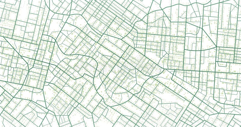 Navigate Mapping Technology for Distance Data, Path Turns. Abstract Map with Unique Lines ...