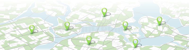 Navigate Mapping Technology for Distance Data, Path Turns. Abstract Map with Unique Lines ...