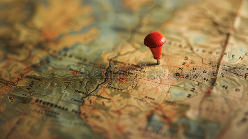 Guiding Point: Red Marker on Navigator Map Stock Image - Image of ...