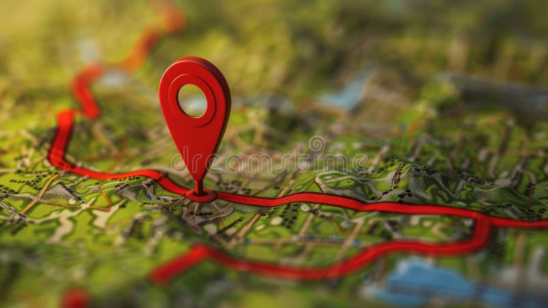 Guiding Point: Red Marker on Navigator Map Stock Image - Image of ...