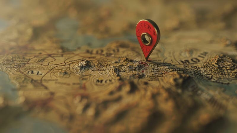 Guiding Point: Red Marker on Navigator Map Stock Image - Image of ...