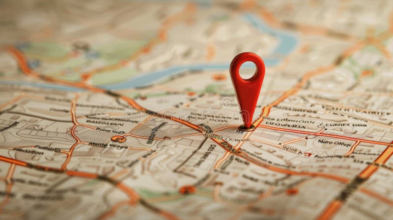 Guiding Point: Red Marker on Navigator Map Stock Image - Image of ...