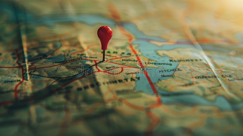 Guiding Point: Red Marker on Navigator Map Stock Image - Image of ...